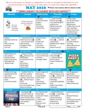 Fillable Online MENU SUBJECT TO CHANGE WITH OUT NOTICE Fax Email Print ...