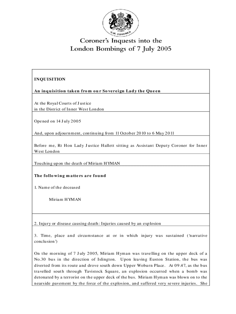 Fillable Online Hyman. inquisition form; inquisition; 7 july inquests ...