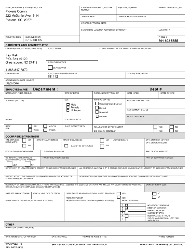 Fillable Online co pickens sc 222 McDaniel Ave, B-14 Fax Email Print ...