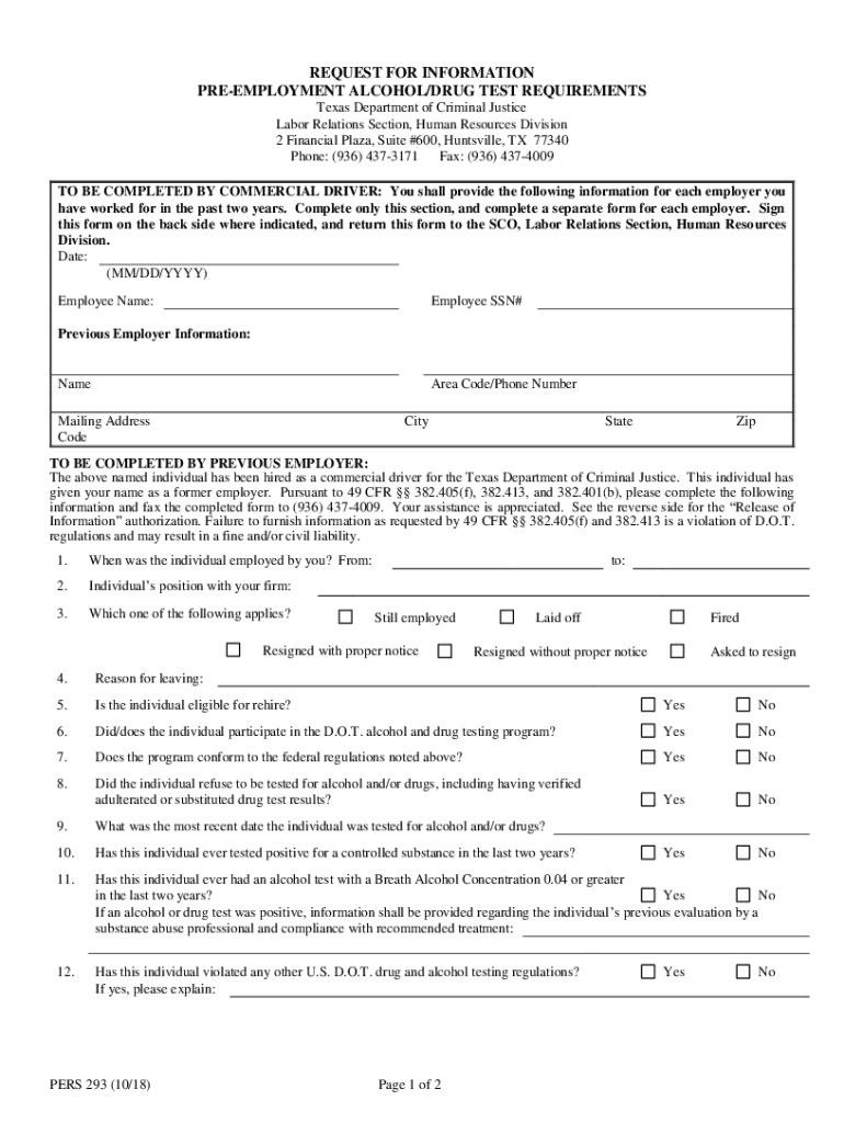 Fillable Online tdcj state tx TEXAS DEPARTMENT OF CRIMINAL JUSTICE PD ...