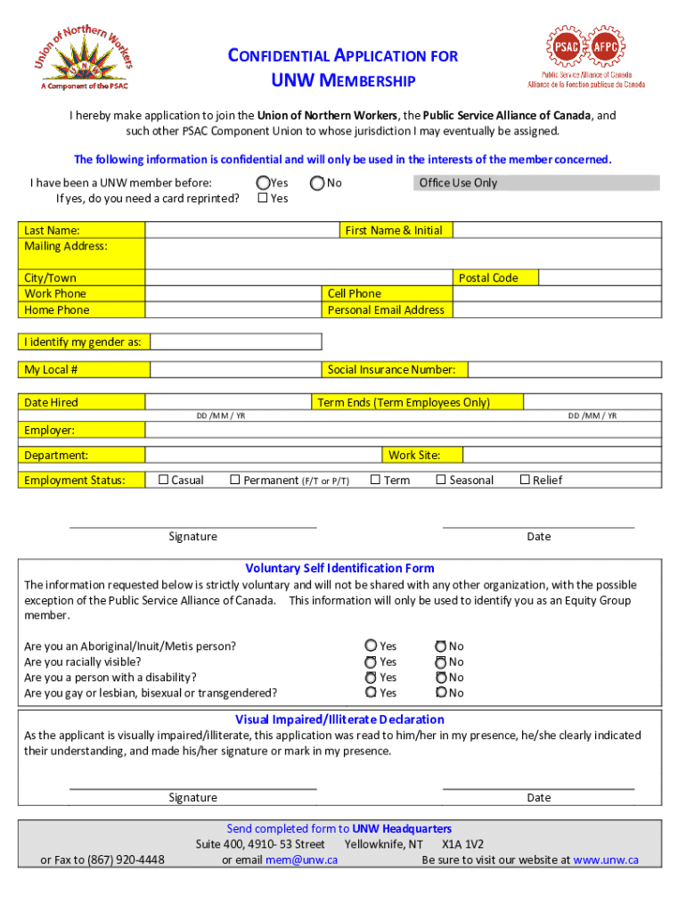 Fillable Online UNW Membership Form DEC 2016.docx Fax Email Print ...