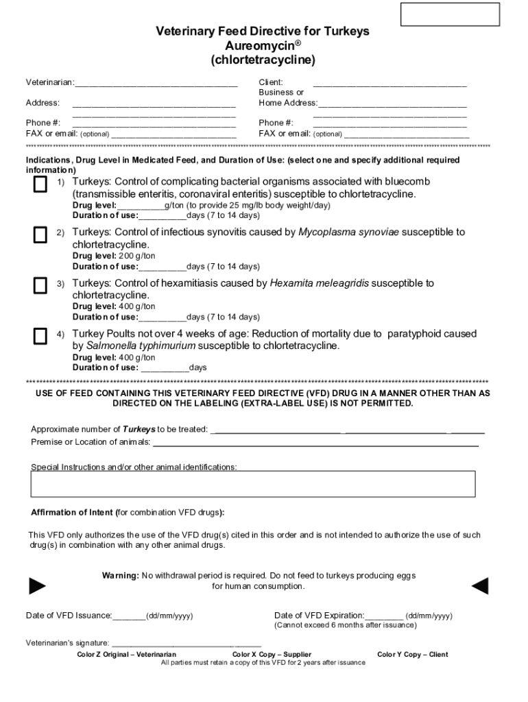 Fillable Online Veterinary Feed Directive for Swine ... - zoetisUS.com ...