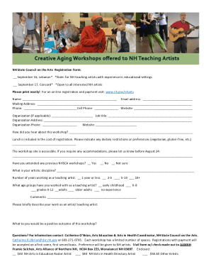 Fillable Online NH State Council on the Arts Registration Form: Fax ...