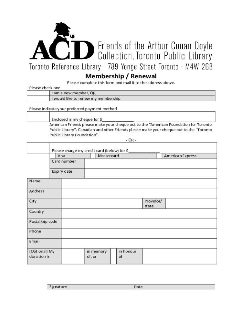 Fillable Online ACD Friends Membership form Fax Email Print - pdfFiller