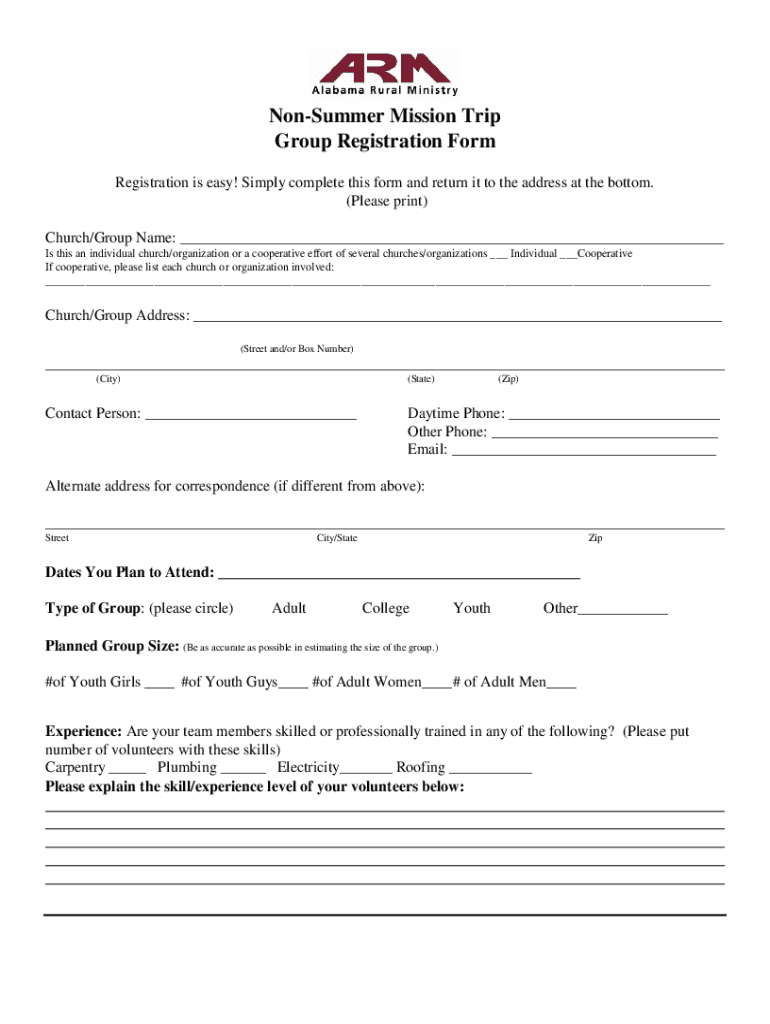 Fillable Online ARM Non-Summer Registration Form Fax Email Print ...
