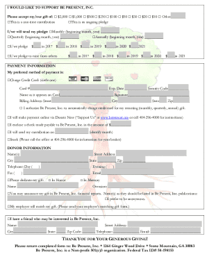 Fillable Online Be Present, Inc. believes that creativity is about ...