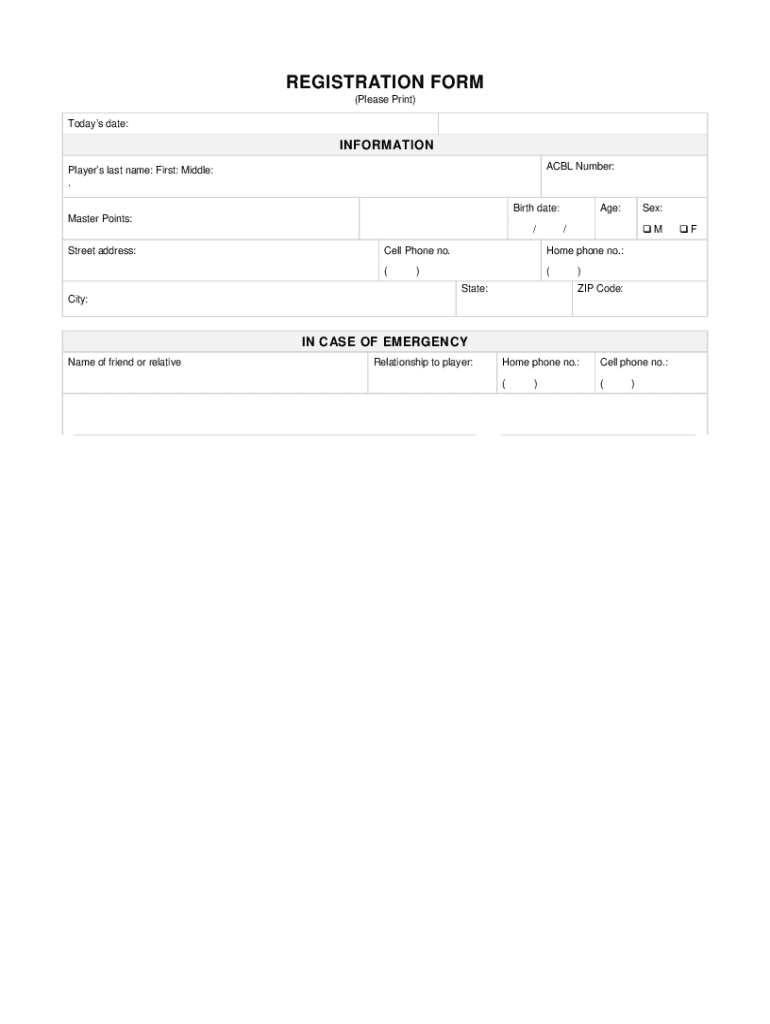 Fillable Online ACBL Number: Fax Email Print - pdfFiller