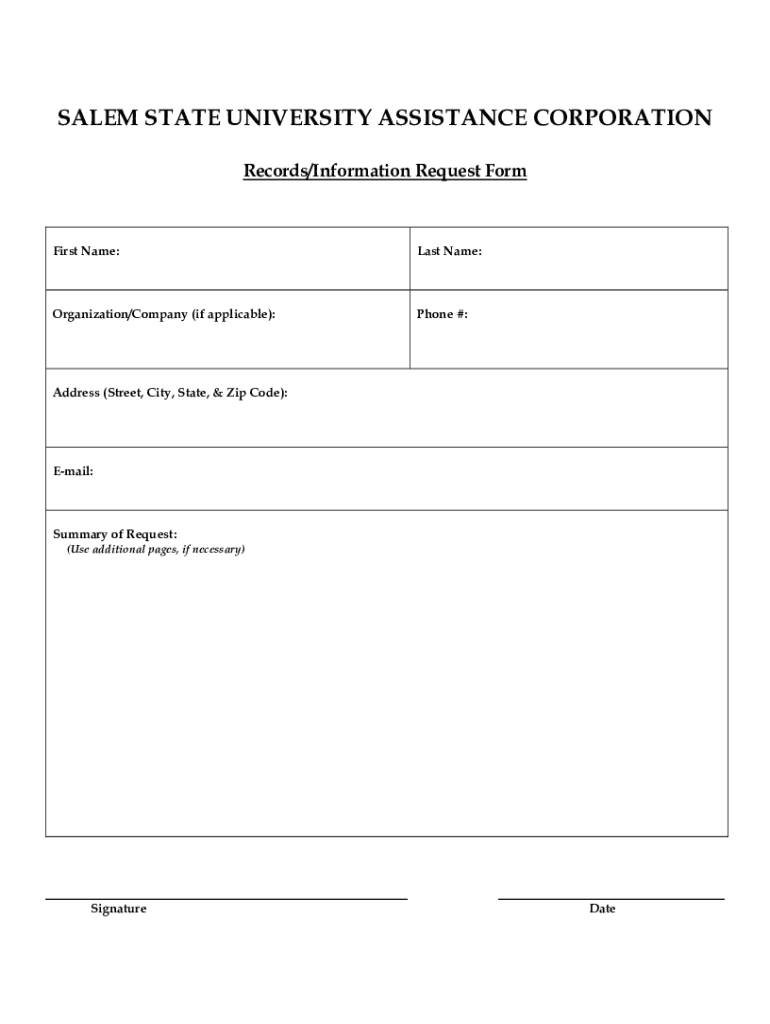 Fillable Online Records Information Request Form Fax Email Print ...
