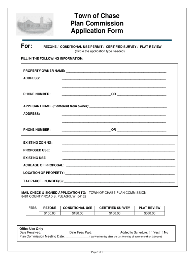 Fillable Online REZONE / CONDITIONAL USE PERMIT / CERTIFIED SURVEY / PLAT REVIEW Fax Email Print ...