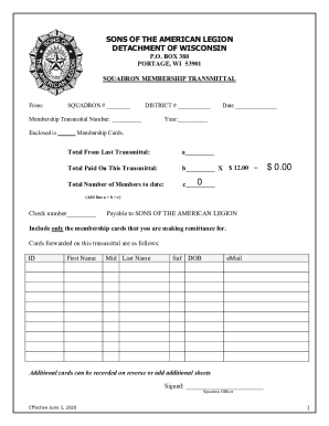 Fillable Online Transmittal Sheets - Wisconsin American Legion Fax ...