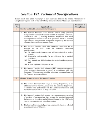 Fillable Online Section VII. Technical Specifications - Department of Health Fax Email Print ...