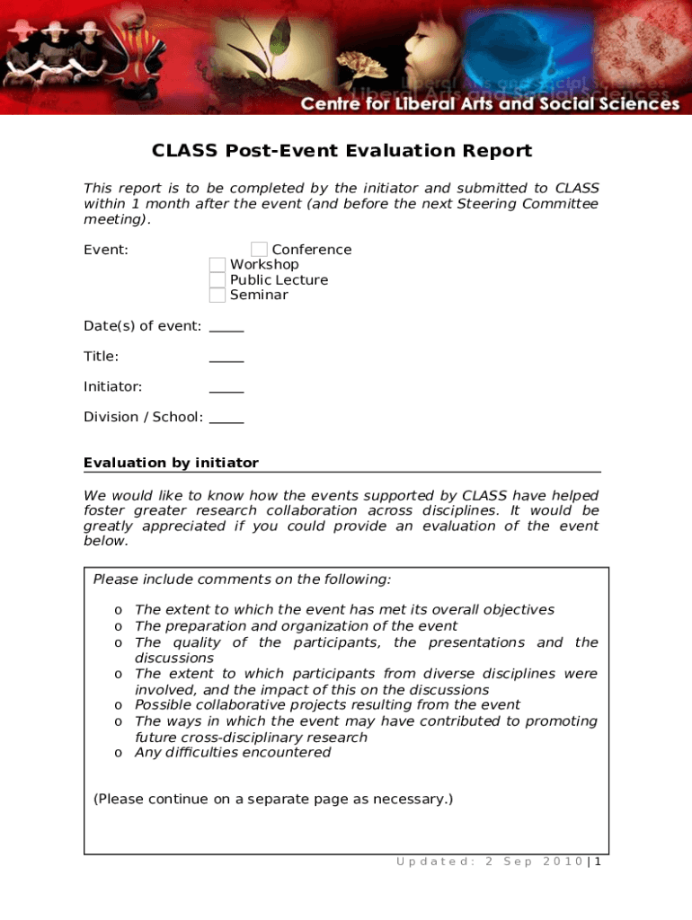 CLASS Evaluation Report Doc Template | pdfFiller