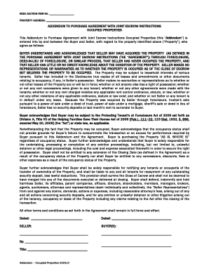 Fillable Online Addendum - Occupied Properties 032010 Fax Email Print ...