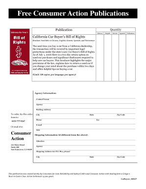 Fillable Online consumer-action California Car Buyers Bill of Rights ...