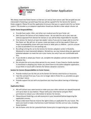 Fillable Online s4s-usa Cat Foster Application - s4s-usa Fax Email ...