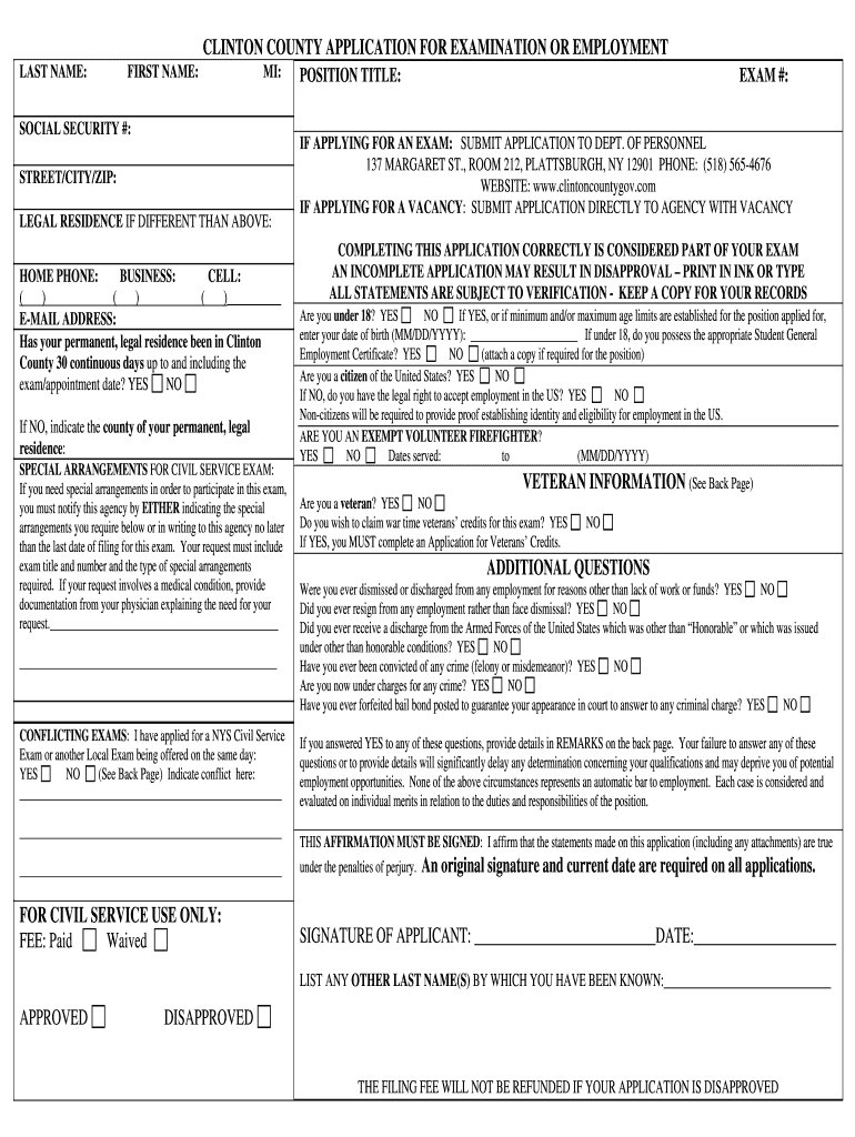 Fillable Online Has your permanent, legal residence been in Clinton Fax ...