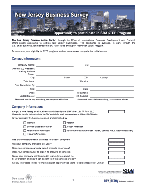 Fillable Online nj NJ STEP Program survey - The State of New Jersey Fax ...