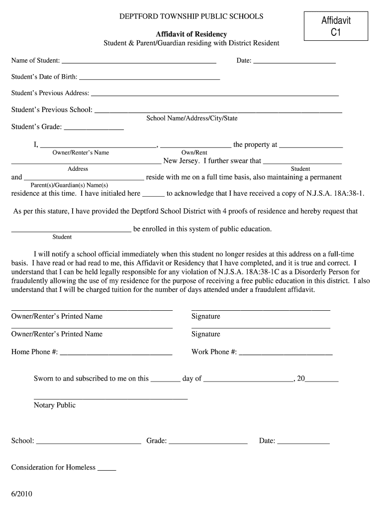 Fillable Online deptford k12 nj 151 Affidavit C1docx 11-2003-3555 ...