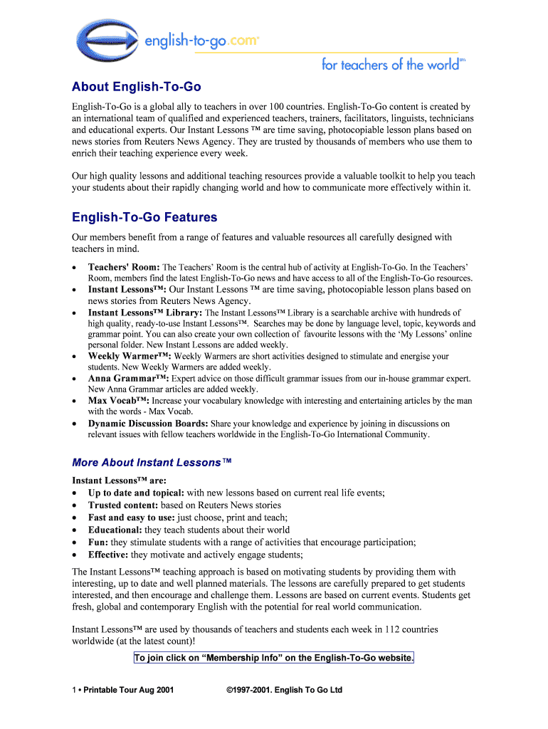 Fillable Online Printable Tour FINAL letter size - no samplesdoc Fax ...