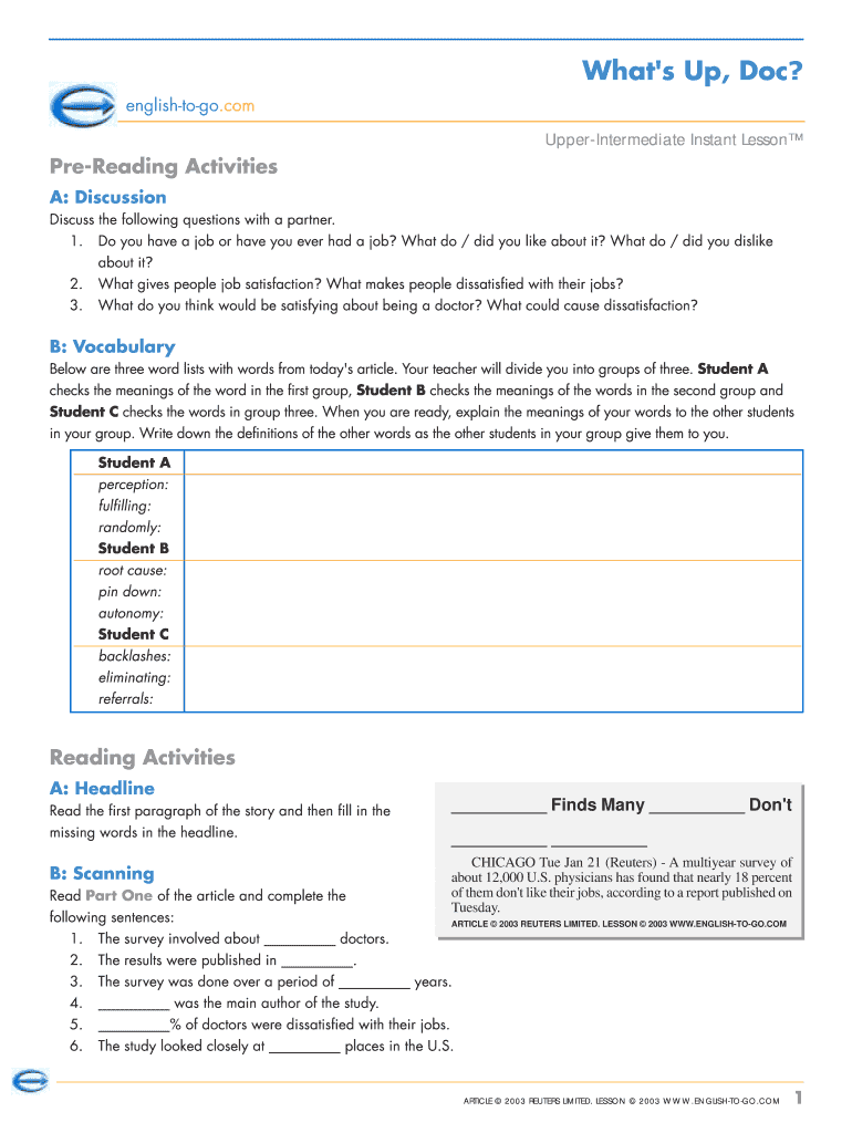 Fillable Online What's Up, Doc Fax Email Print - pdfFiller