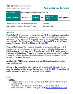 Fillable Online dhs state or Travel Approval and Reimbursement Fax ...