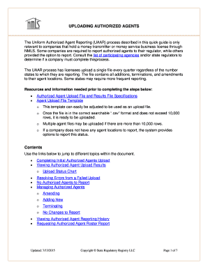 Fillable Online mortgage nationwidelicensingsystem UPLOADING AUTHORIZED AGENTS Fax Email Print ...