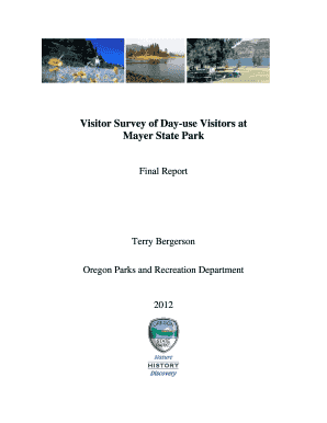 Fillable Online oregon Visitor Survey of Dayuse Visitors at Mayer State ...