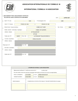 Fillable Online static f18 MEASUREMENT FORM & MEASUREMENT CERTIFICATE ...