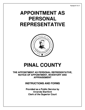 Fillable Online Appointment as Personal Representative - Pinal County ...