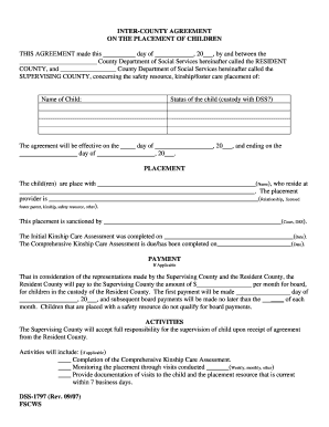 Fillable Online info dhhs state nc DSS-1797 Inter-County Agreement on ...
