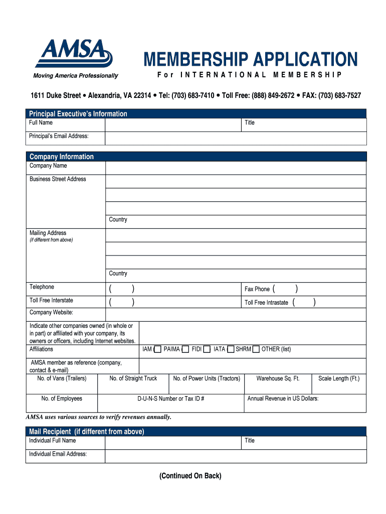 Fillable Online promover 2010 bApplicationb for INTERNATIONAL MEMBER - ProMoverorg Fax Email ...