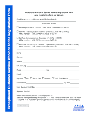 Fillable Online promover Exceptional Customer Service W ebinar Series Registration Form Fax ...