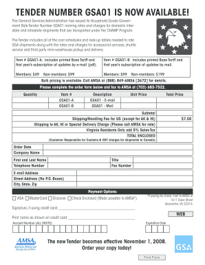 Fillable Online promover TENDER NUMBER GSA01 IS NOW AVAILABLE ...