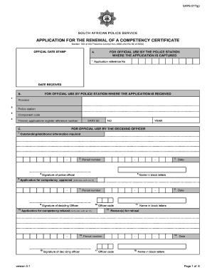 Fillable Online Application for the renewal of a competency certificate ...