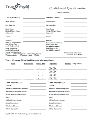 Fillable Online Download the questionnaire - True Wealth Design Fax ...