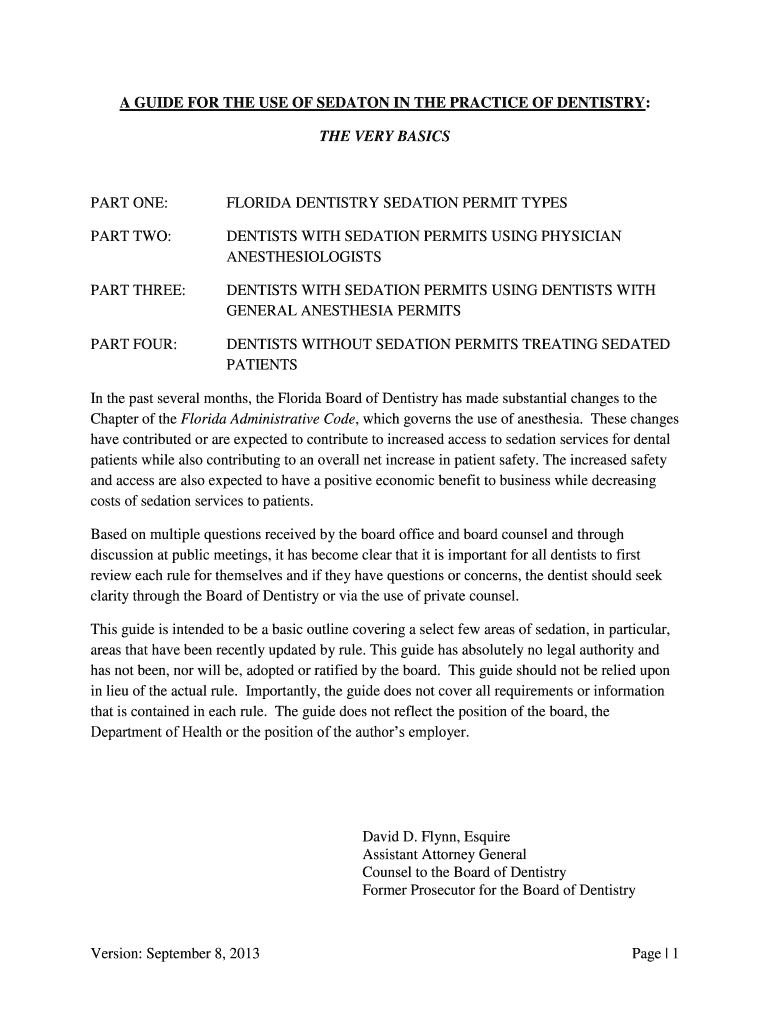 Fillable Online A GUIDE FOR THE USE OF SEDATON IN THE PRACTICE OF ...