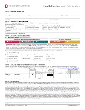 Fillable Online hr osu Health Election: Medical, Dental, Vision - Human ...