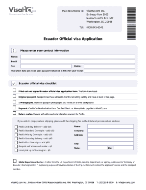 Fillable Online Ecuador Visa Application for Citizens of United States ...