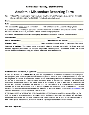 Fillable Online integrity ou Academic Misconduct Reporting Form ...
