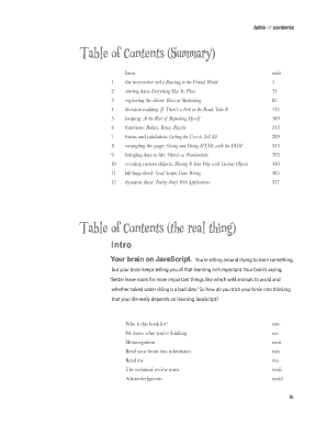 Fillable Online Table of Contents (Summary) Table of Contents (the real ...