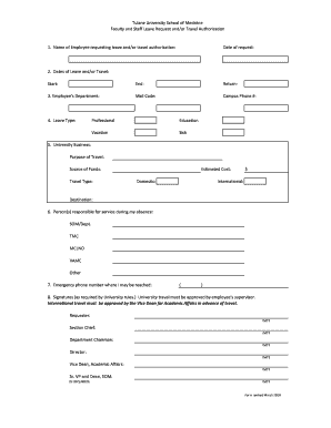 Fillable Online tulane FACULTY AND STAFF LEAVE FORM REVISED ... - Tulane University - tulane Fax ...