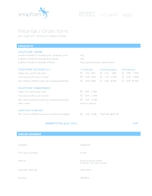 Fillable Online Price list / Order form - Snapform.com Fax Email Print ...