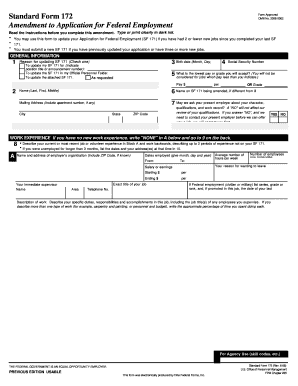 Fillable Online Standard Form 172 Amendment to Application for ...
