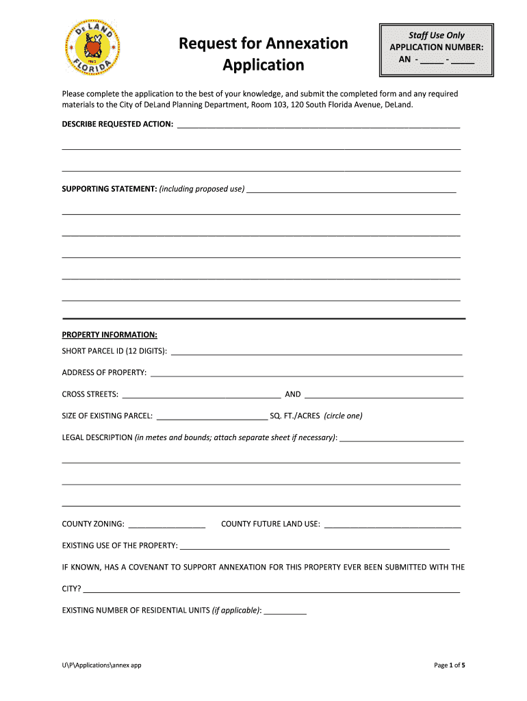 Fillable Online deland Request for Annexation Application - City of DeLand Fax Email Print ...