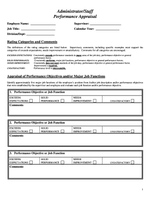 Fillable Online Administrator/Staff Performance Appraisal Form ...