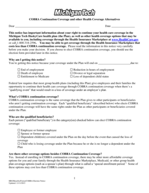 Fillable Online mtu COBRA Continuation Coverage and other Health ...