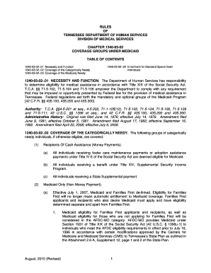 Fillable Online state tn Coverage Groups Under Medicaid. 2011 ...