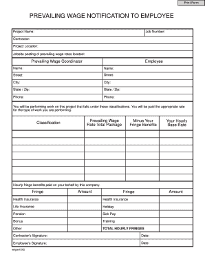 Fillable Online Prevailing Wage Coordinator Fax Email Print - pdfFiller