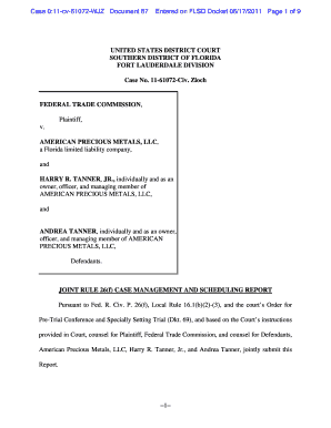Fillable Online Joint Rule 26f Report Defendants Draft 6-16-11 PM Clean ...