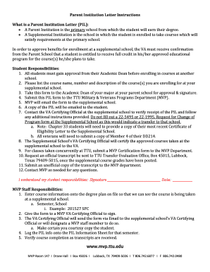 Fillable Online depts ttu Parent Institution Letter - depts ttu Fax ...